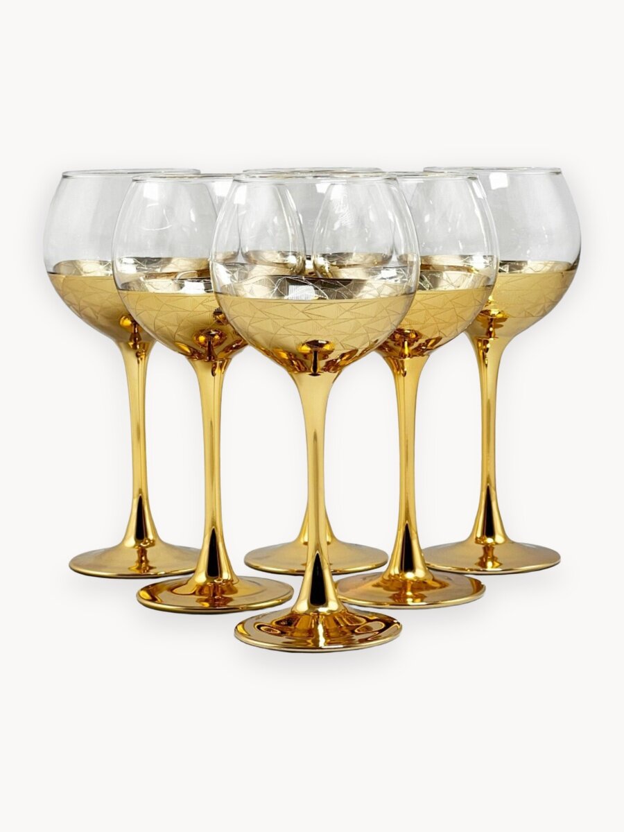 Подарочный набор стеклянных бокалов для вина с алмазной гравировкой PROMSIZ вегас, 280 мл, 6 шт.