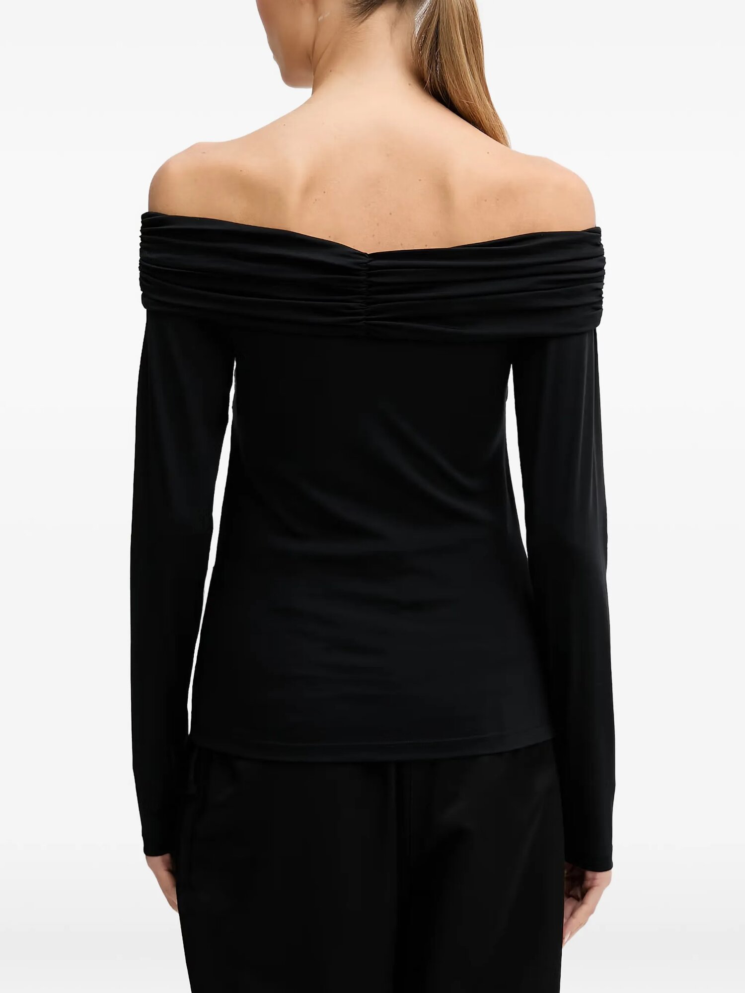 Топ Sisley Off-shoulder hardware-detail top, размер 44, black — фото 1