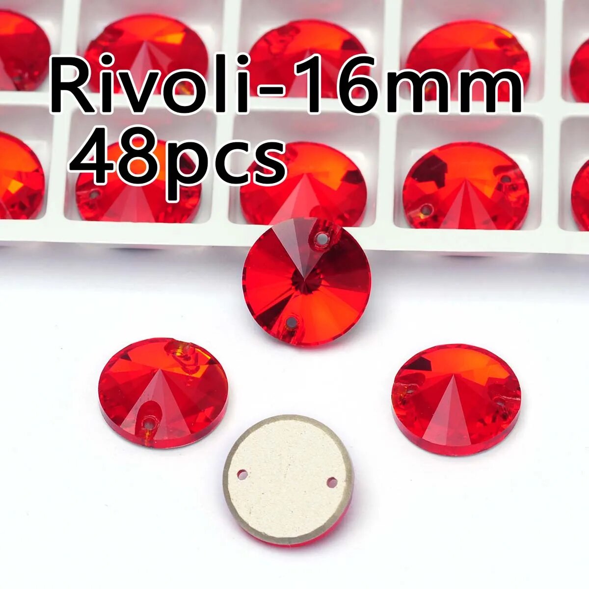 Хрустальные стразы Siam K9 для декора Rivoli 16mm 48pcs