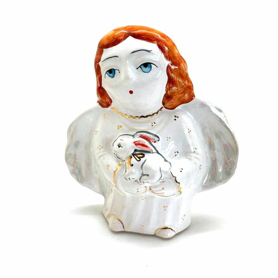 Фарфоровая эксклюзивная интерьерная фигурка Ангел-2 с зайчиком Sr-AH-101