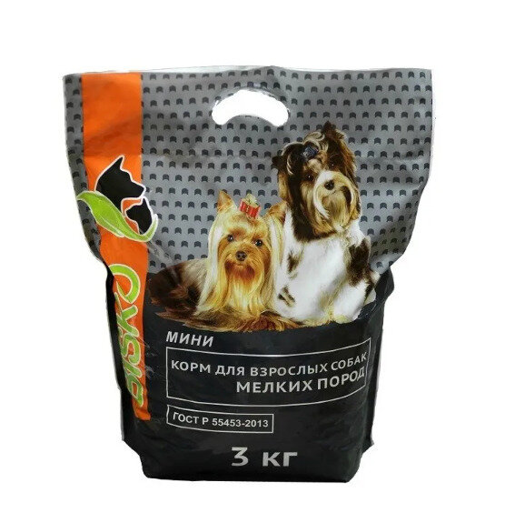 Сухой корм биско/BISKO с говядиной для взрослых собак мелких пород 3 кг.