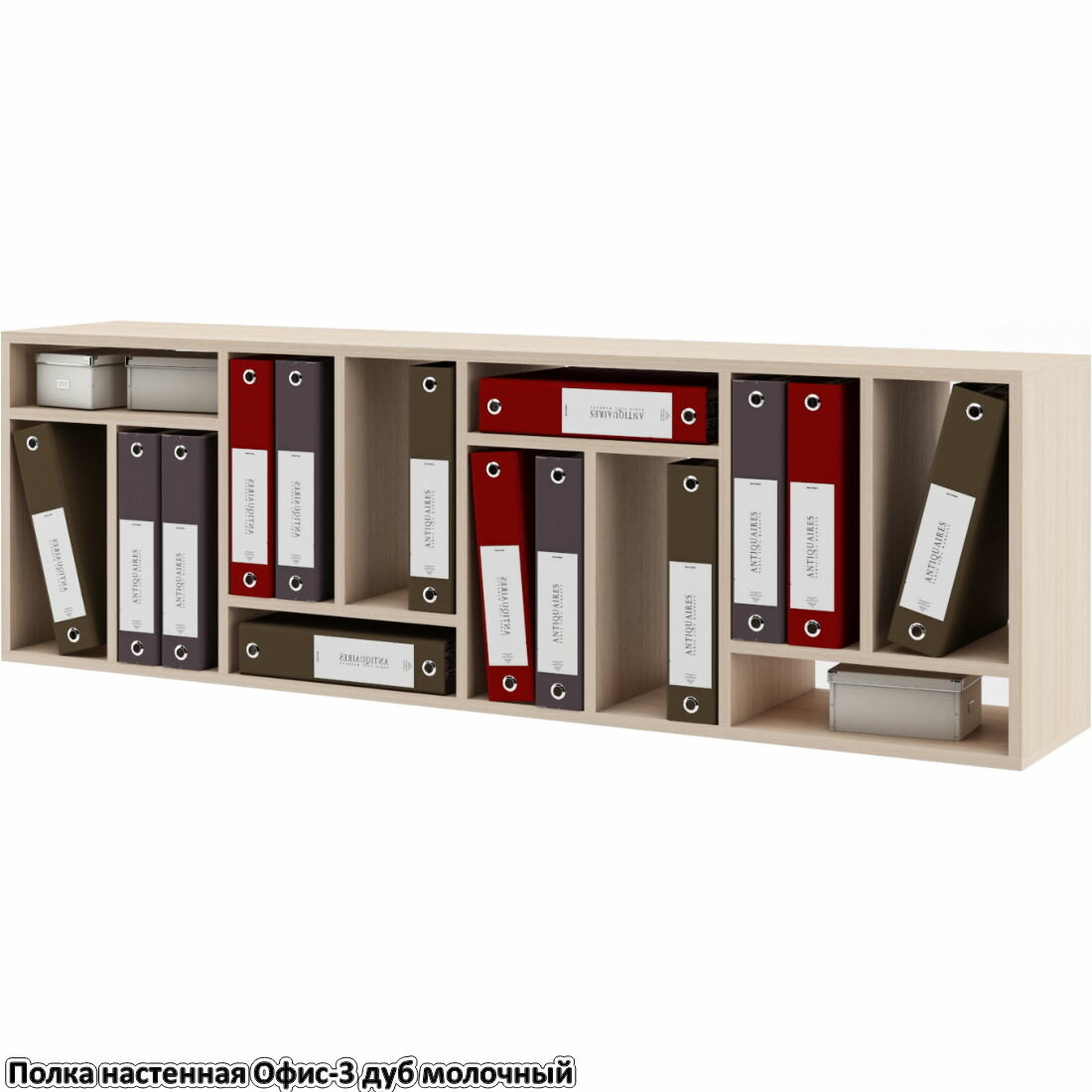 Полка настенная Офис-3 Дуб-молочный, ЛДСП, МФ Владимир VMF, 150,4х47х28,5 см.