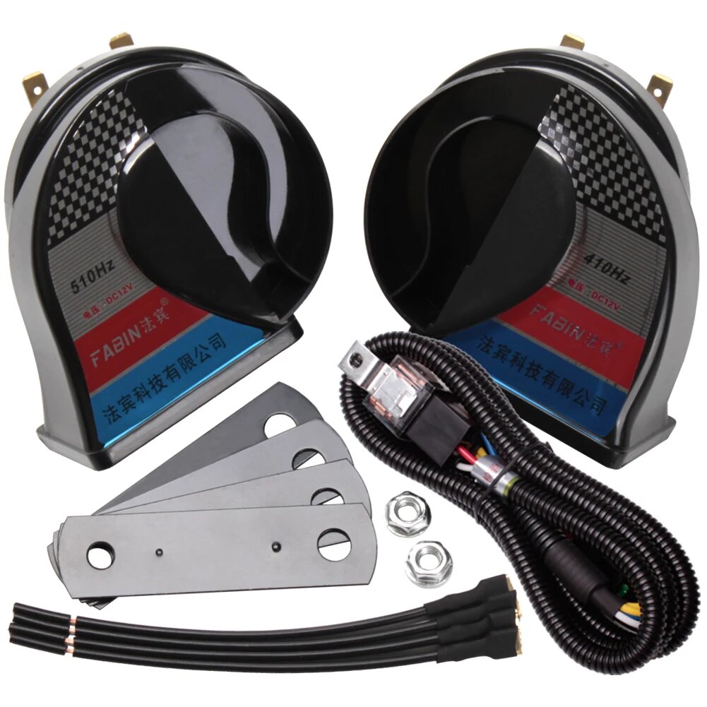 FARBIN 2 шт. Улитка пневматический гудок двухтоновый 12 В с релейной кнопкой жгута автомобильный гудок сигнал сигнализации Грузовик Мотоцикл гудок для автомобиля аксессуары Relay Harness