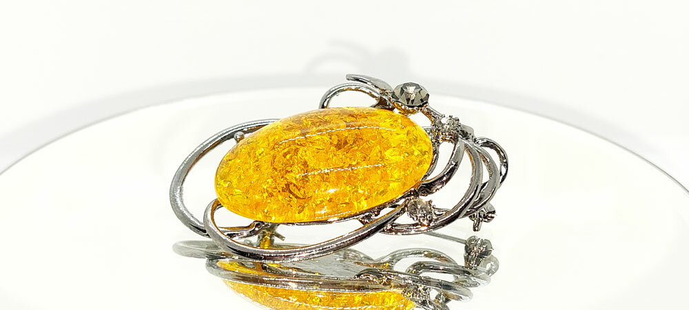 Брошь, искусственный камень