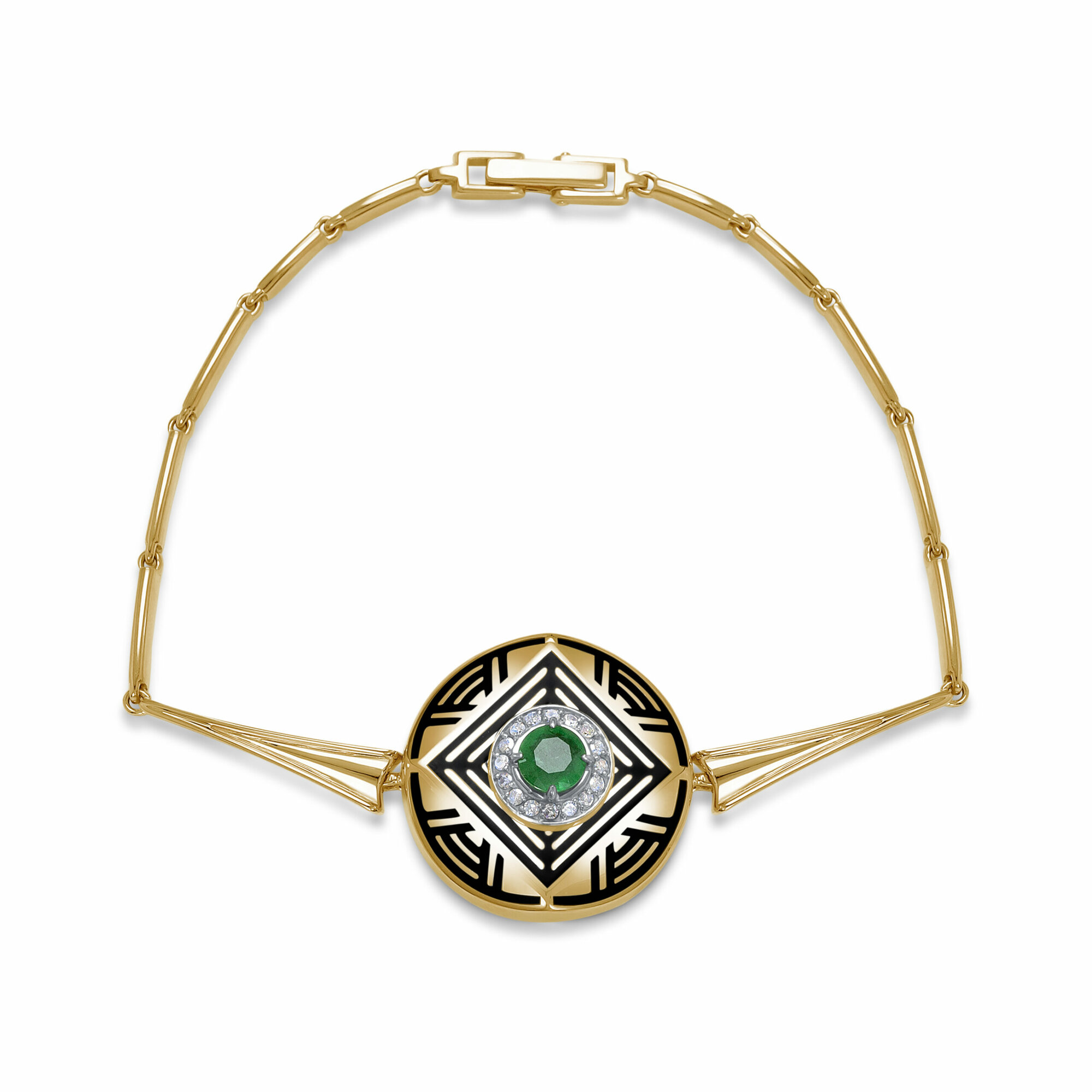 Браслет JEWELIN, красное золото, 585 проба, бриллиант, изумруд