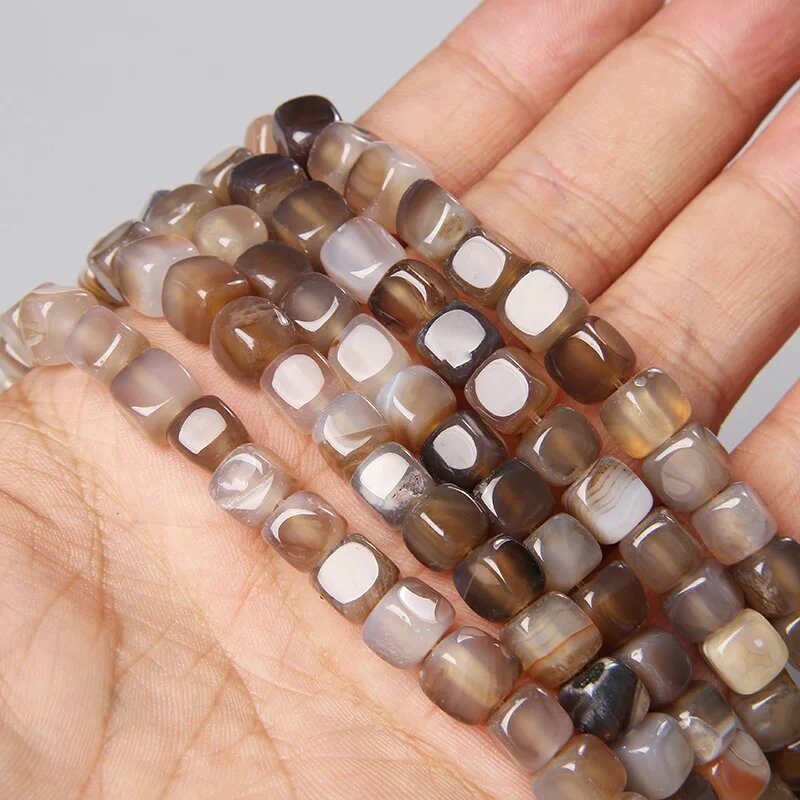 Бусины Агата кофейно-серые квадратные 15-8 мм vinswet