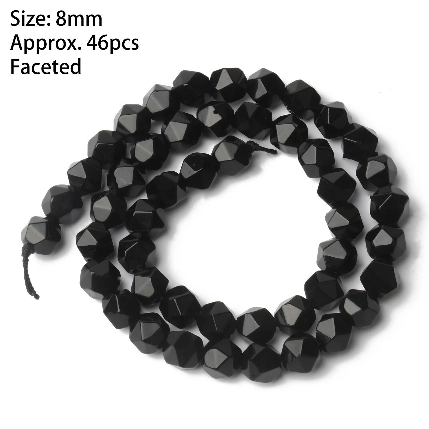 Черные бусины 8 мм, 46 шт, Faceted, Цвет: 11