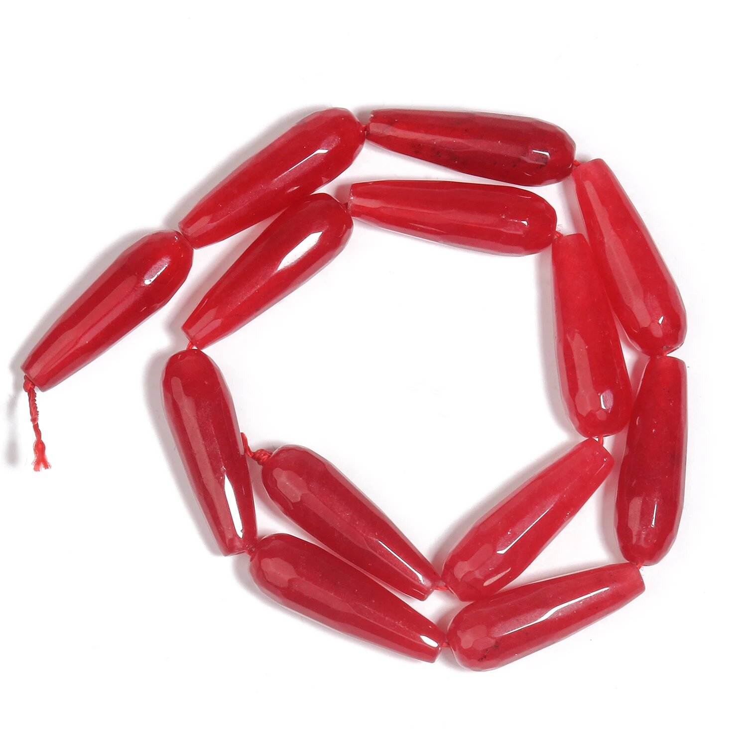 Бусины красные, Ruby, 10x30 мм, 4шт