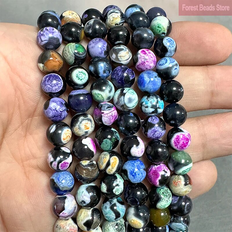 Круглые бусины из морозного треснувшего огненного агата JIOWEF 6/8/10 мм 8mm-about 46pcs