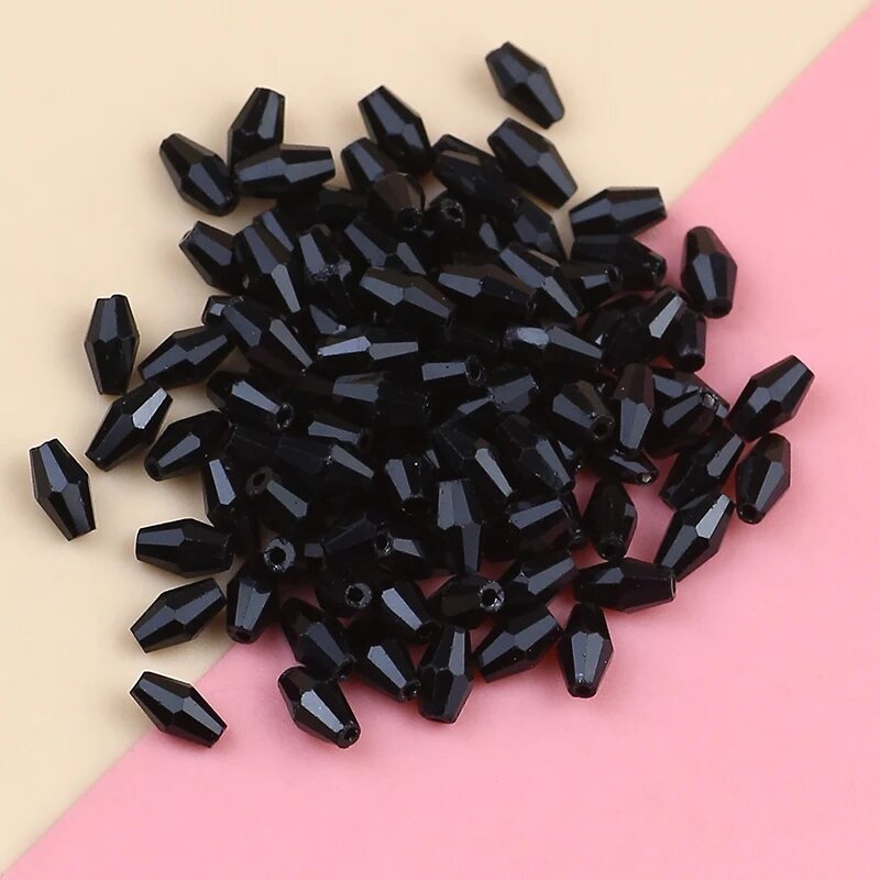 Хрустальные бусины YHBZRET 3x6 мм 100 шт Черный, Black