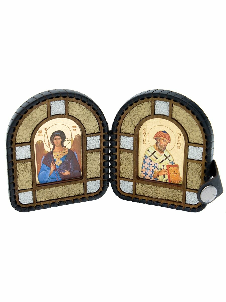 Складень кожаный Ангел Хранитель - Спиридон Тримифунтский