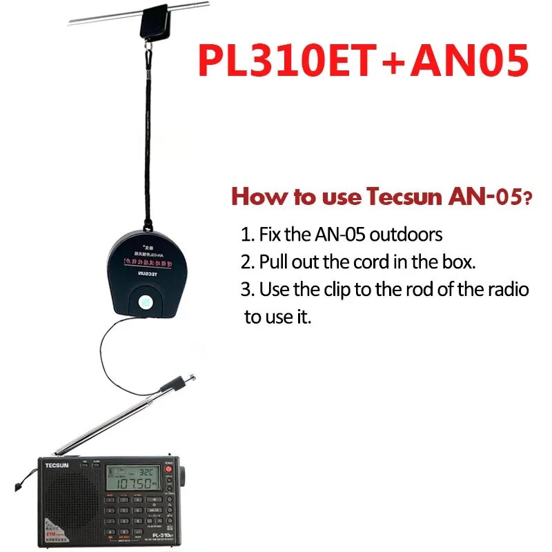 Портативное радио Tecsun PL310ET Black and 05