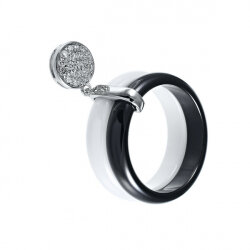 Кольцо наборное, серебро, 925 проба, родирование, керамика, циркон