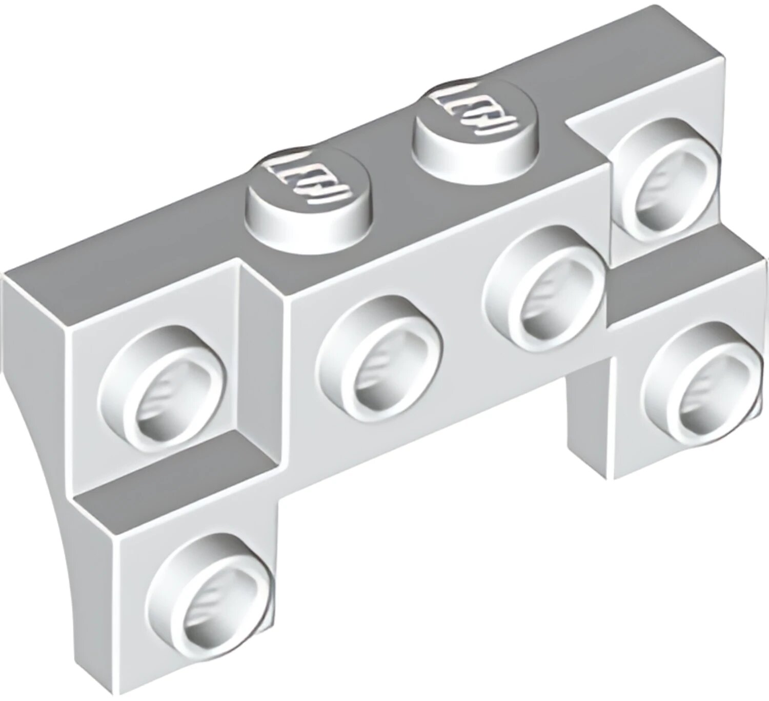 Деталь LEGO Brick, Modified 2 x 4 - 1 x 4 with 2 Recessed Studs and Thin Side Arches 14520 White U