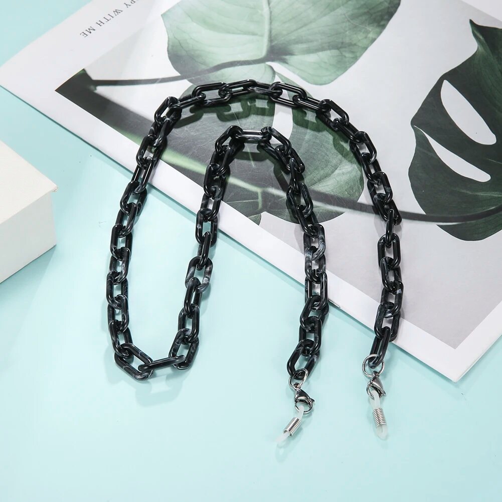 Акриловая цепочка для очков Black - silver, темно-зеленый