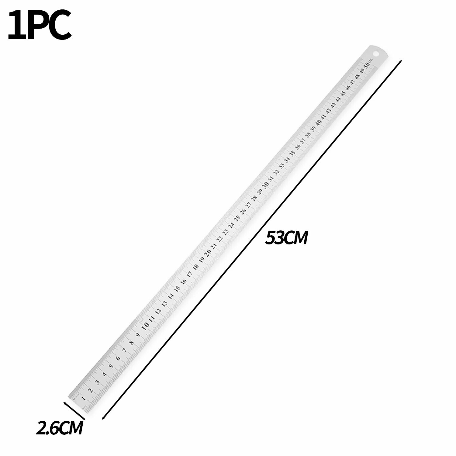 Металлическая линейка из нержавеющей стали 50 см 50cm-1Pcs