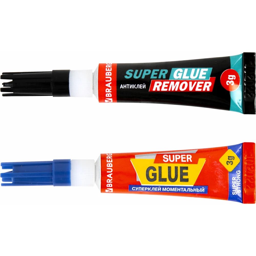 Клей BRAUBERG моментальный суперклей, 5 шт. по 3 г + Антиклей в подарок, Extra 608107
