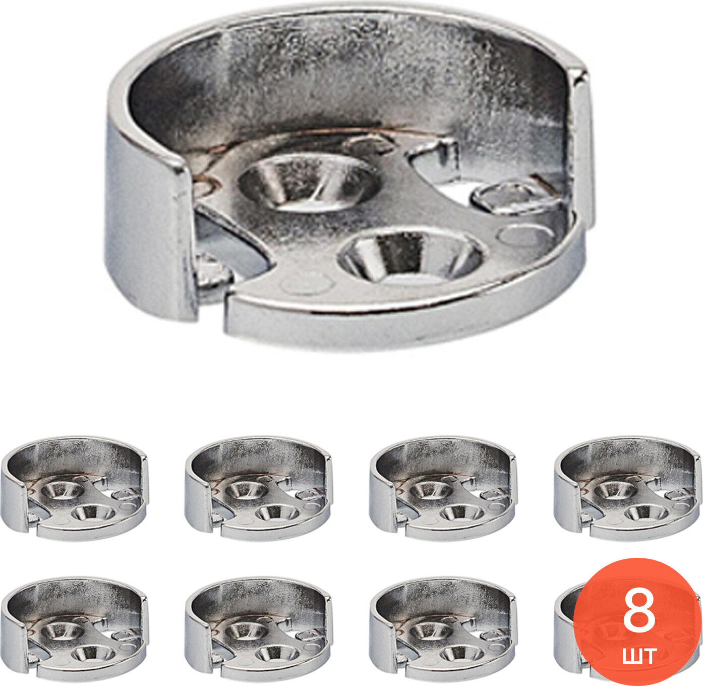 Держатель для трубы Element / Элемент для мебели из стали, цвет хром, 2шт. / крепеж и фурнитура (комплект из 8 шт)