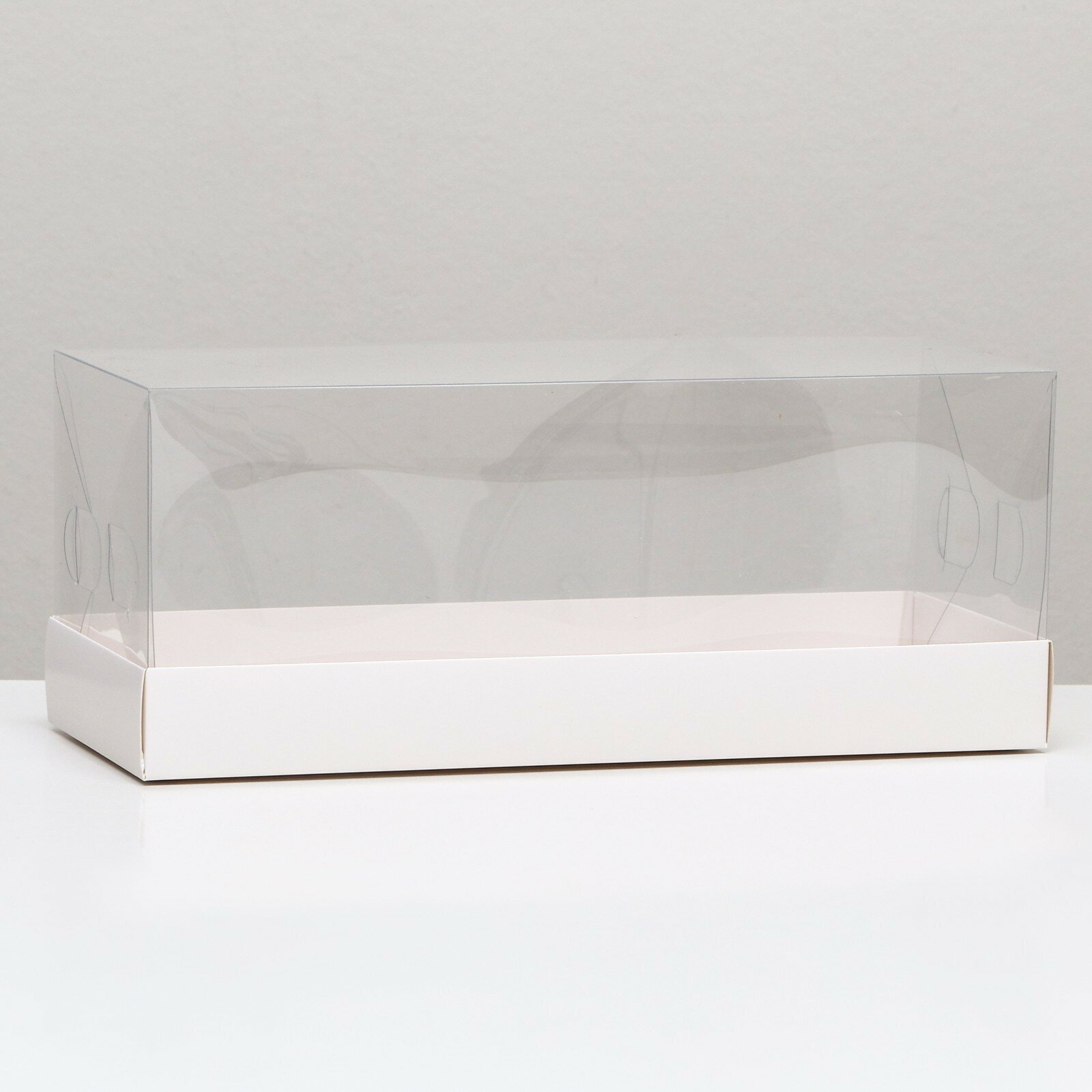 Коробка с прозрачной крышкой «под рулет» 30×12×12 см. Кондитерская упаковка