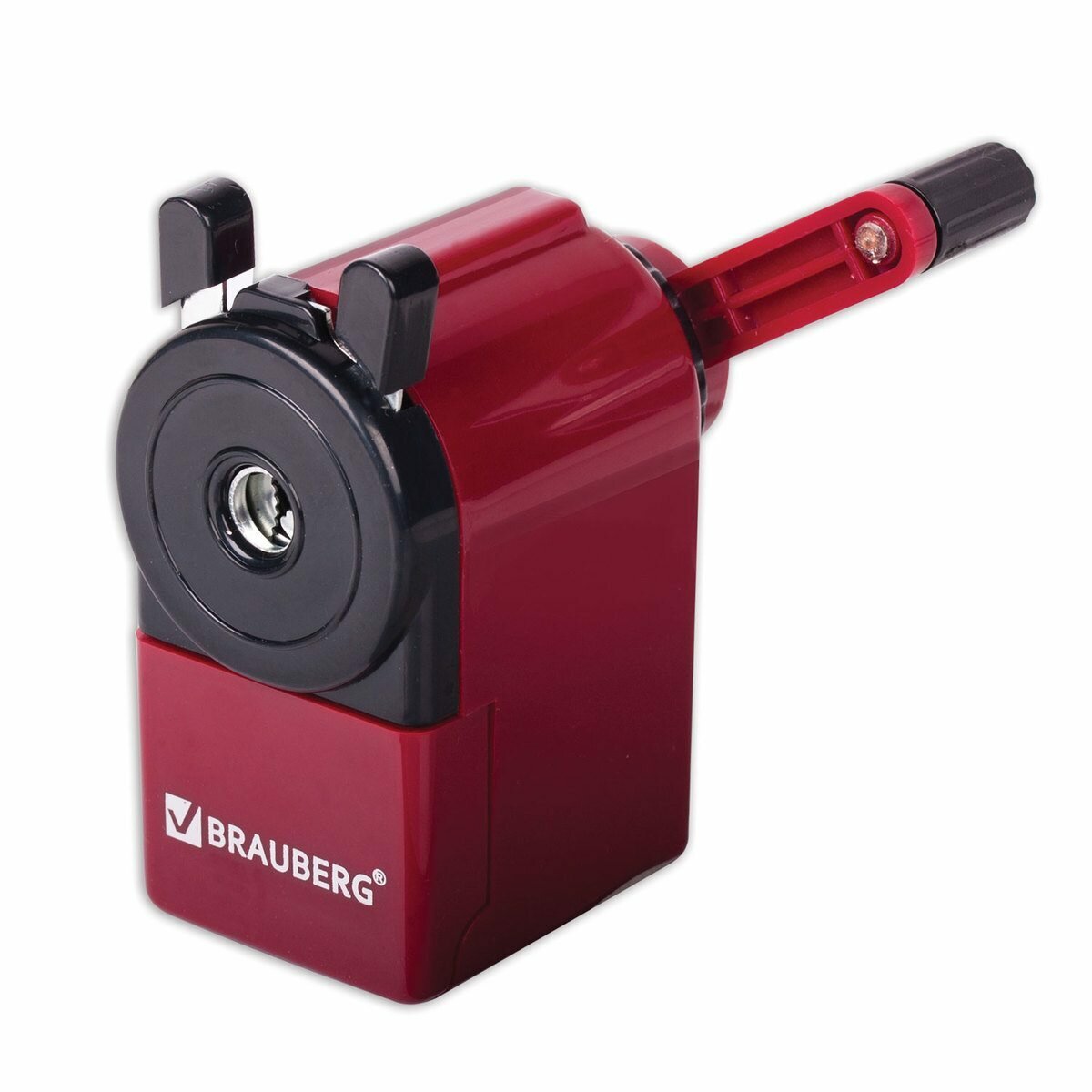 Точилка Brauberg механическая металлический механизм, черный/бордовый (222517)
