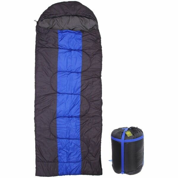 Спальник одеяло туристическое с капюшоном 220*85см 2000гр серо-синий +0С, спальный мешок