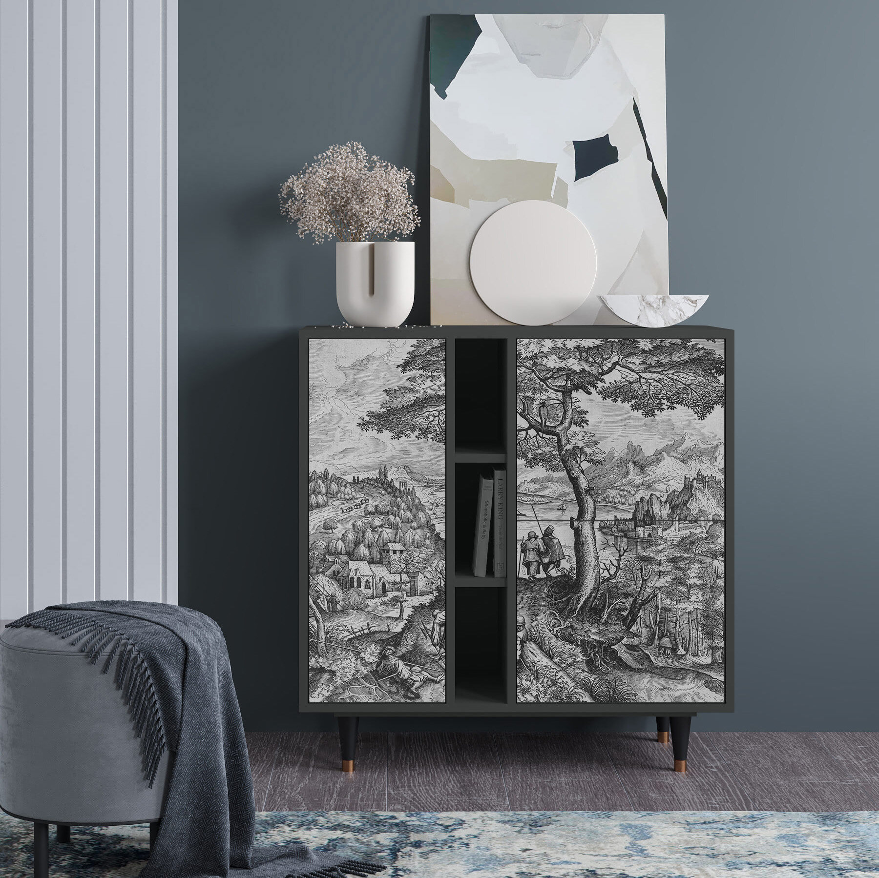 Комод - STORYZ - BS5 Milites Requiescentes by Pieter Breugel, Размер - 94 x 96 x 41 см, Цвет корпуса - , Антрацит