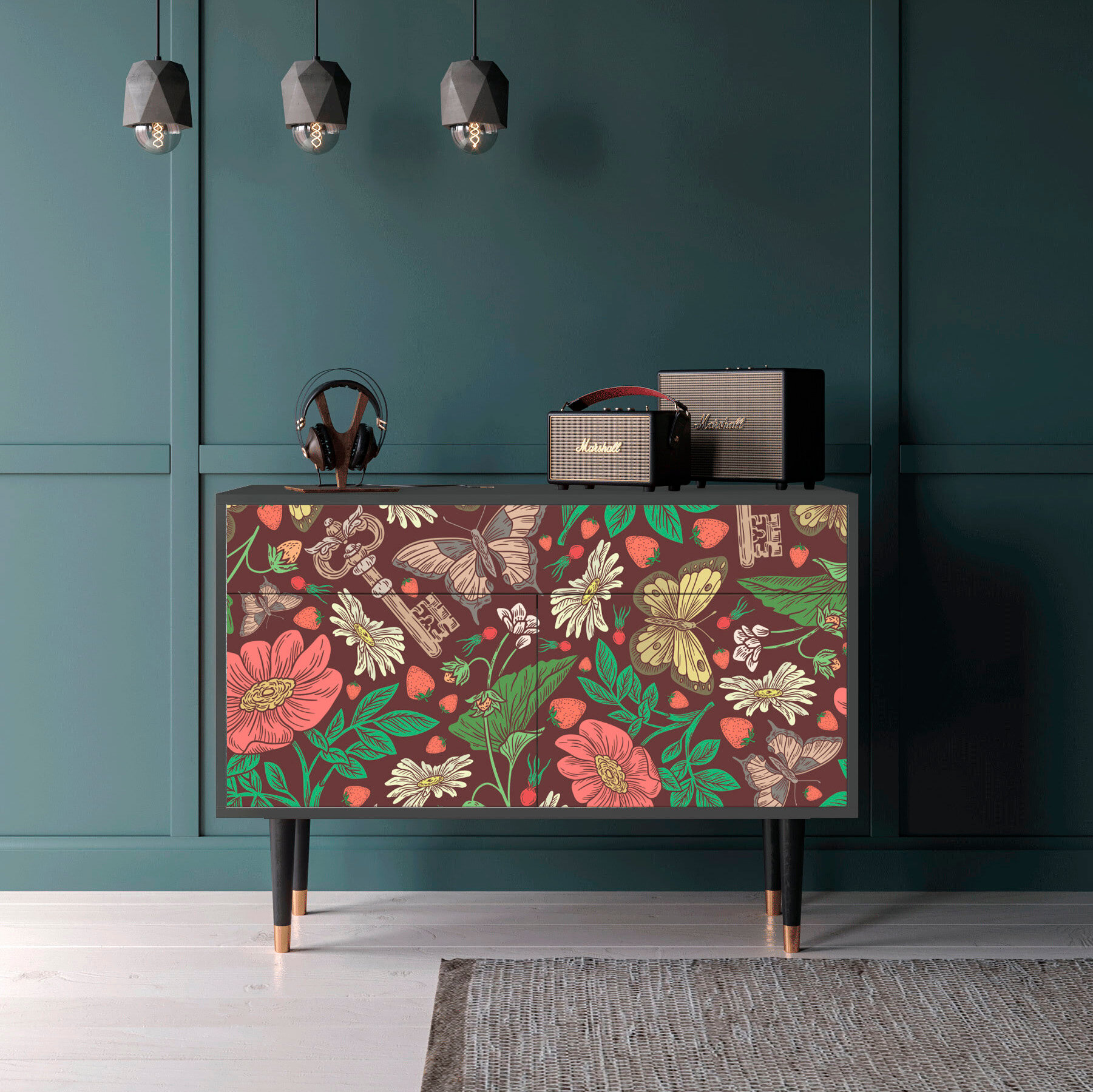 Комод - STORYZ - BS4 Alice in Wonderland, Размер - 115 x 85 x 48 см, Цвет корпуса - Антрацит