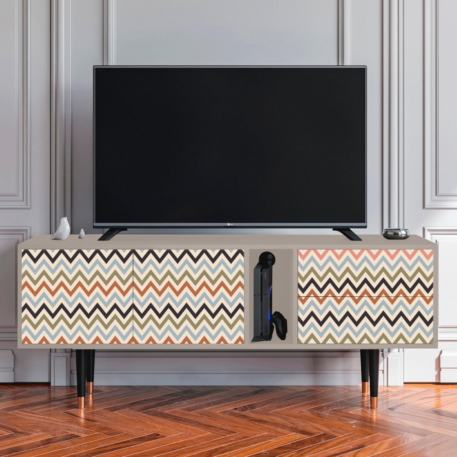ТВ-Тумба - STORYZ - T1 Bright Ripple, Размер - 170 x 69 x 48 см, Цвет корпуса - , Сатин