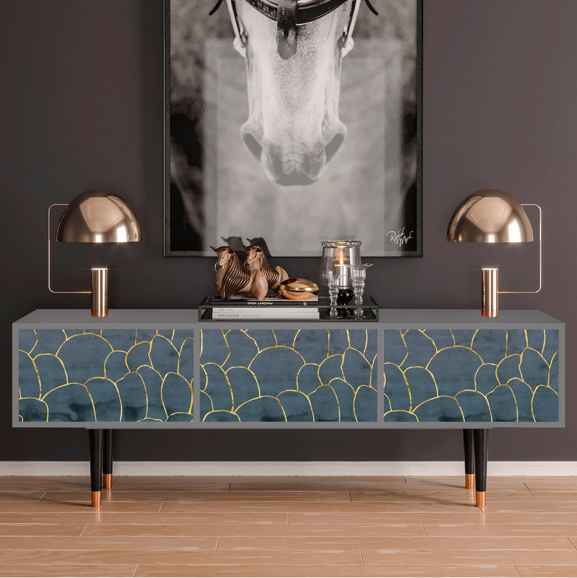 ТВ-Тумба - STORYZ - T4 Blue Lagoon, Размер - 170 x 59 x 48 см, Цвет корпуса - , Серый