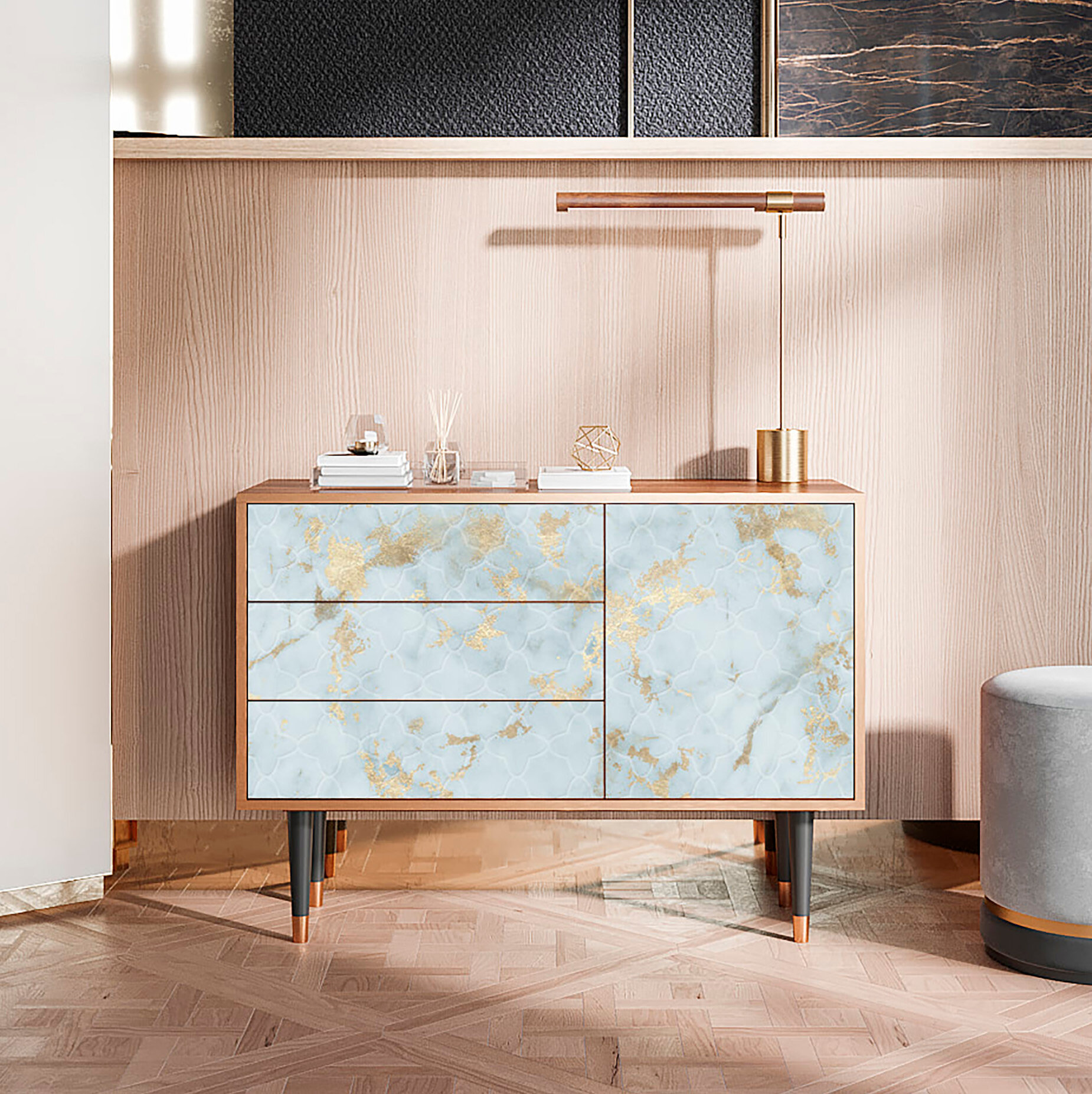 Комод - STORYZ - S3 Golden Waves, Размер - 115 x 84 x 41 см, Цвет корпуса - , Орех