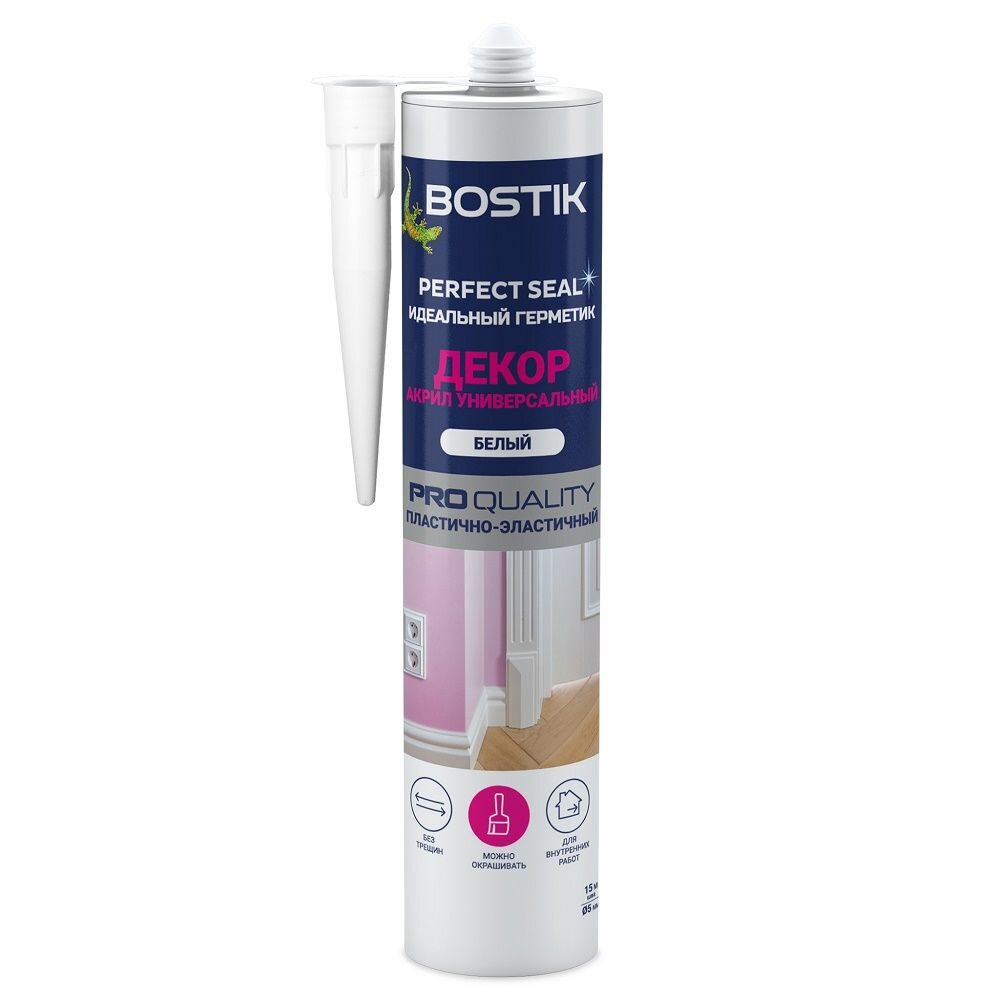 Герметик акриловый пластичный Bostik Perfect Seal Декор, белый (280мл) упак (12 шт)