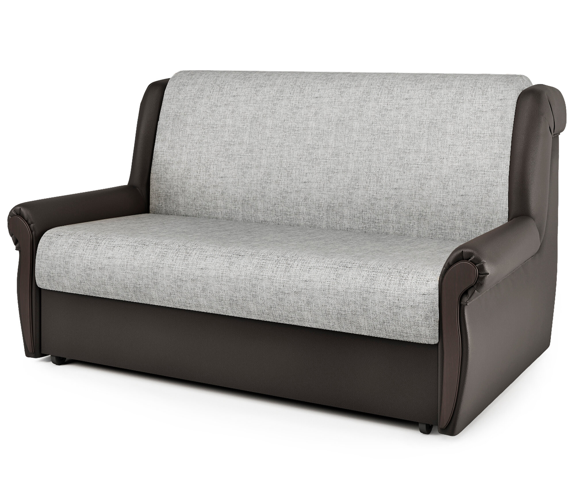 Диван-кровать Шарм-Дизайн Аккорд М 120х194 см, диван раскладной, аккордеон, прямой, экокожа шоколад и серый шенилл