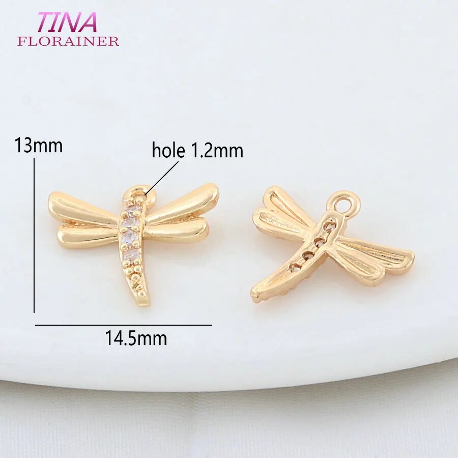 6 шт. Золотопокрытые кулоны стрекозы Florainer Tina Style 2