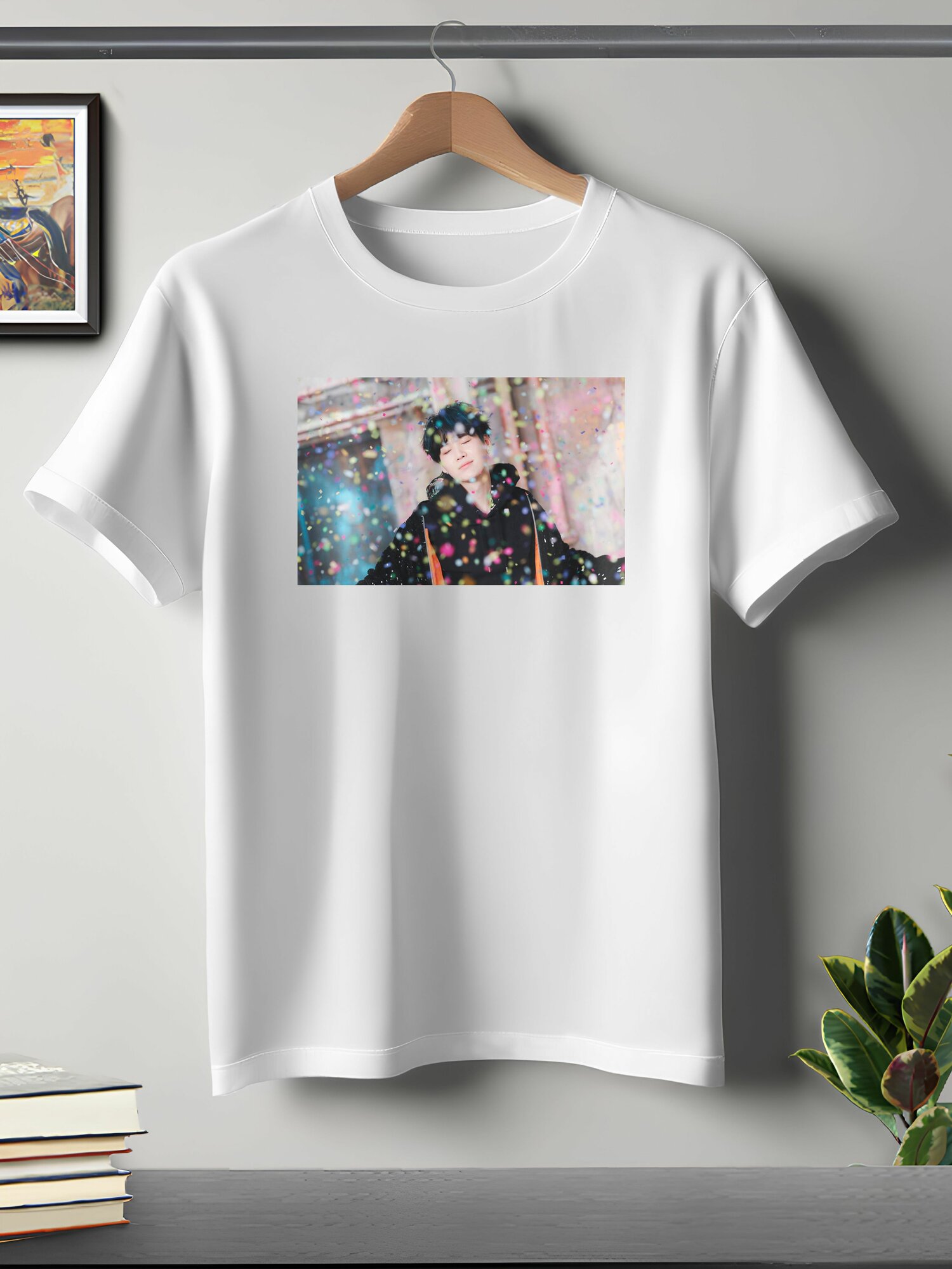 Футболка ONEQ унисекс 48-50 (L) размер с принтом BTS, белая