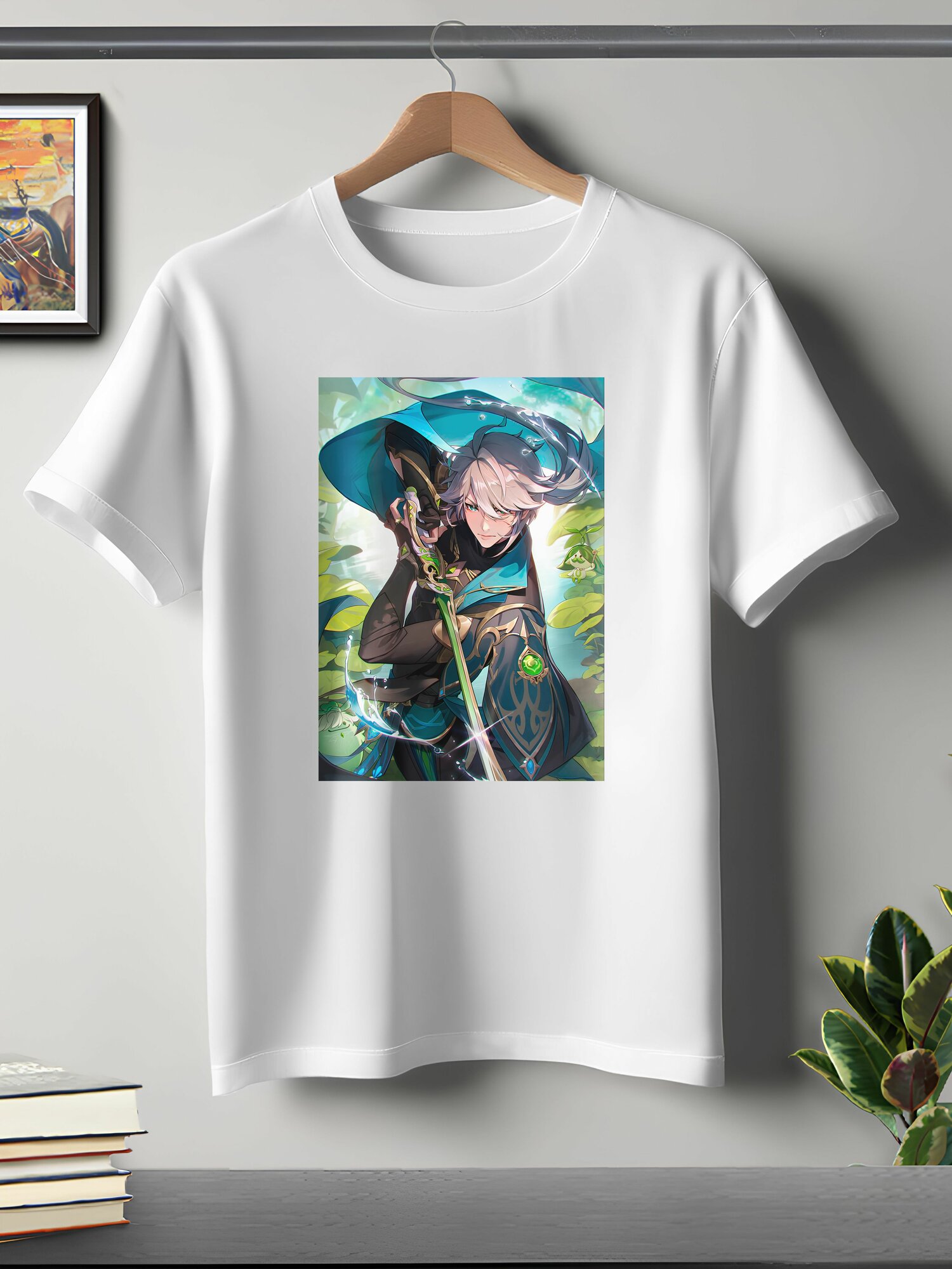 Футболка  Детская ONEQ 152 (12-13) размер с принтом Genshin Impact, белая