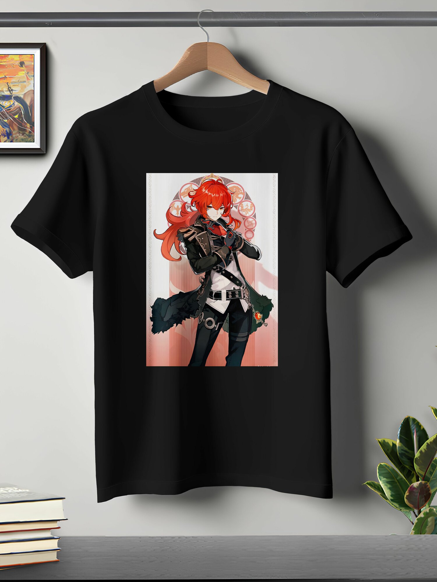 Футболка  Детская ONEQ 110 (5-6) размер с принтом Genshin Impact, черная