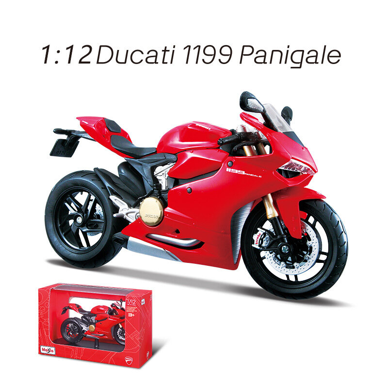 Игрушечный мотоцикл Maisto Ducati 1199, 1:12, красный, с основанием