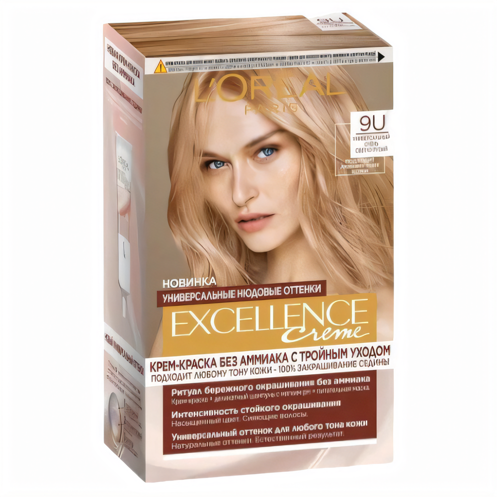 L'Oreal Paris Крем-краска для волос Excellence Creme, 9U Очень светло-русый, без аммиака, Лореаль