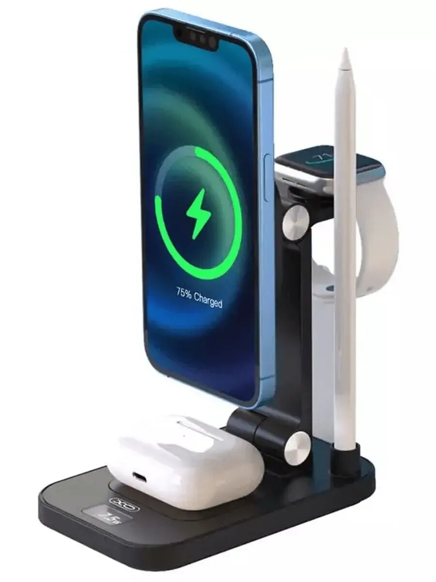 Зарядка беспроводная 4 в 1 XO Wireless Charger TK-23, 15 Вт