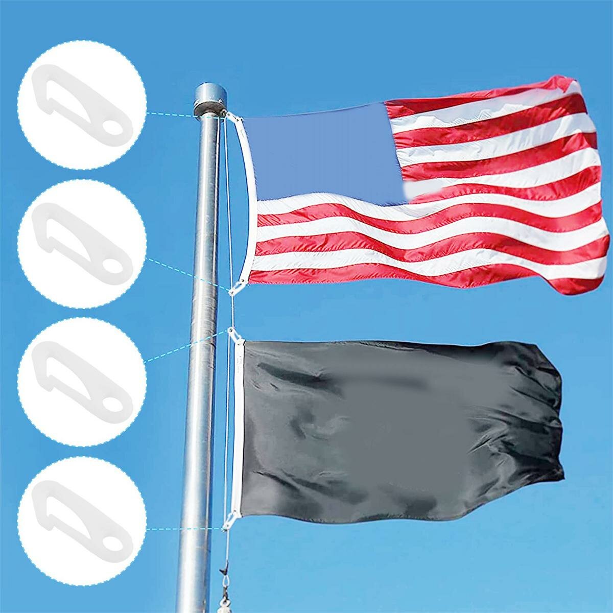 Крепление карабина для флагштока - 12 x клипса для флагштока - белый