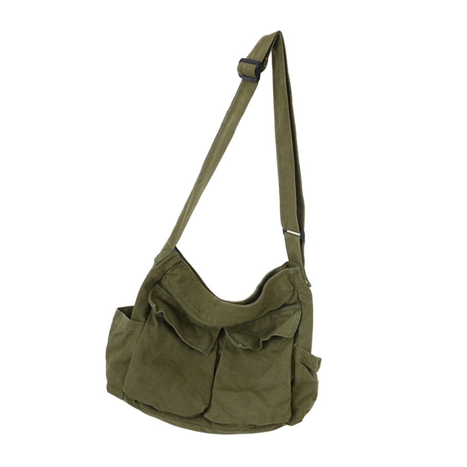 Сумка-мессенджер через плечо для мужчин и женщин, холщовая сумка для студентов, школьная сумка для улицы, большая вместимость, сумка для отдыха, зеленая