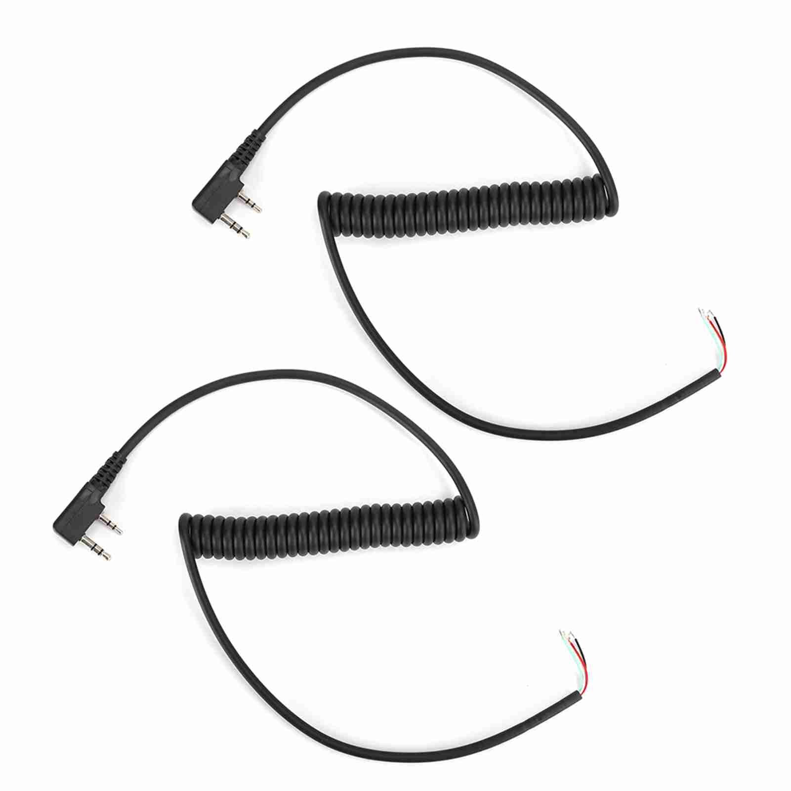 2PCS Кабель микрофонный для динамика 2 контакта 4 провода черного цвета для Baofeng UV5R Kenwood TK370 BFDX QUANSHENG Lingtong European News Puxing Motorola TYT рации с разъемом K type 2 pin