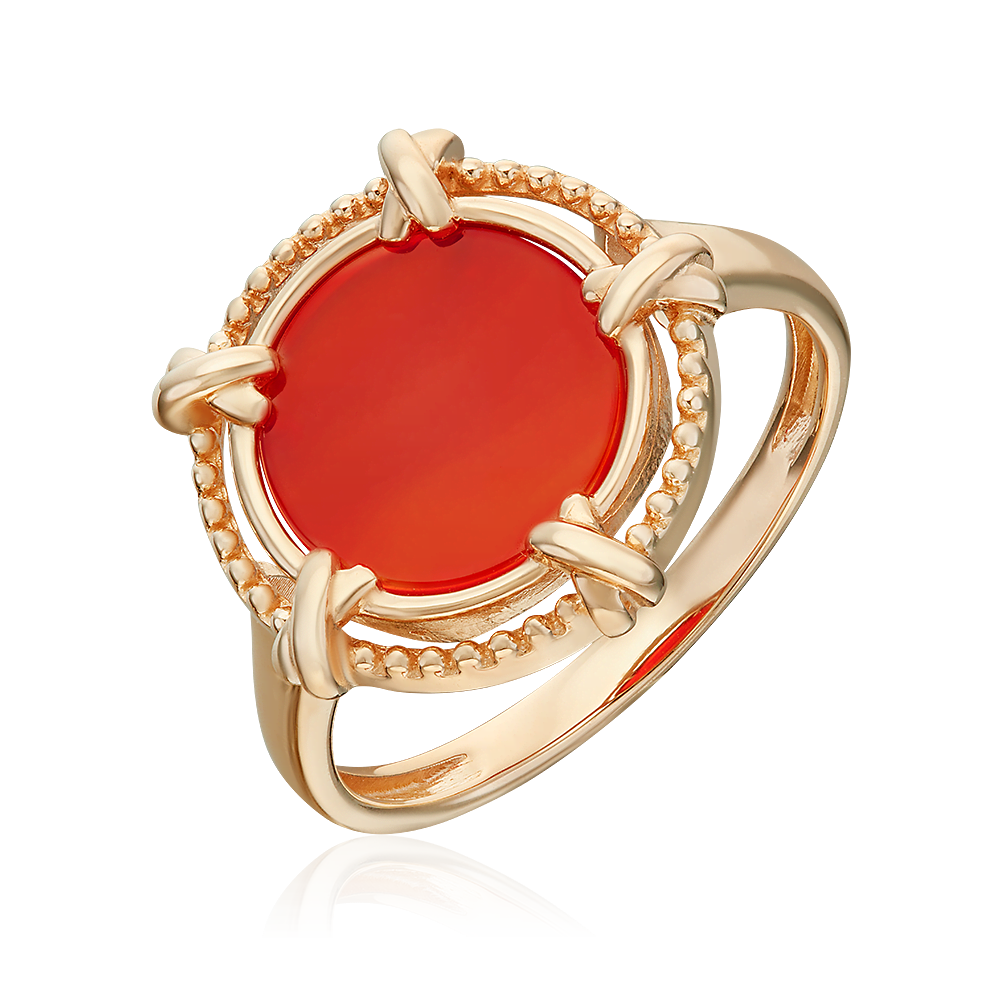 Кольцо, красное золото, 585 проба, сердолик