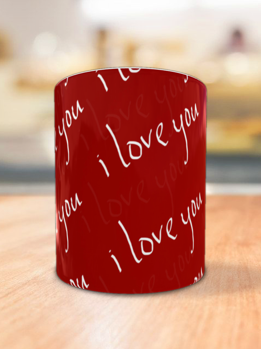 Кружка "I love you" Обнял, керамика, белая, с принтом, 330мл