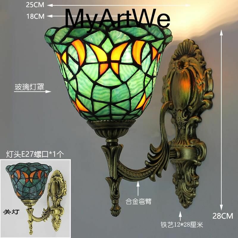 Бра Стеклянная лампа MyArtWe M154W Настенный светильник в спальне от Тиффани