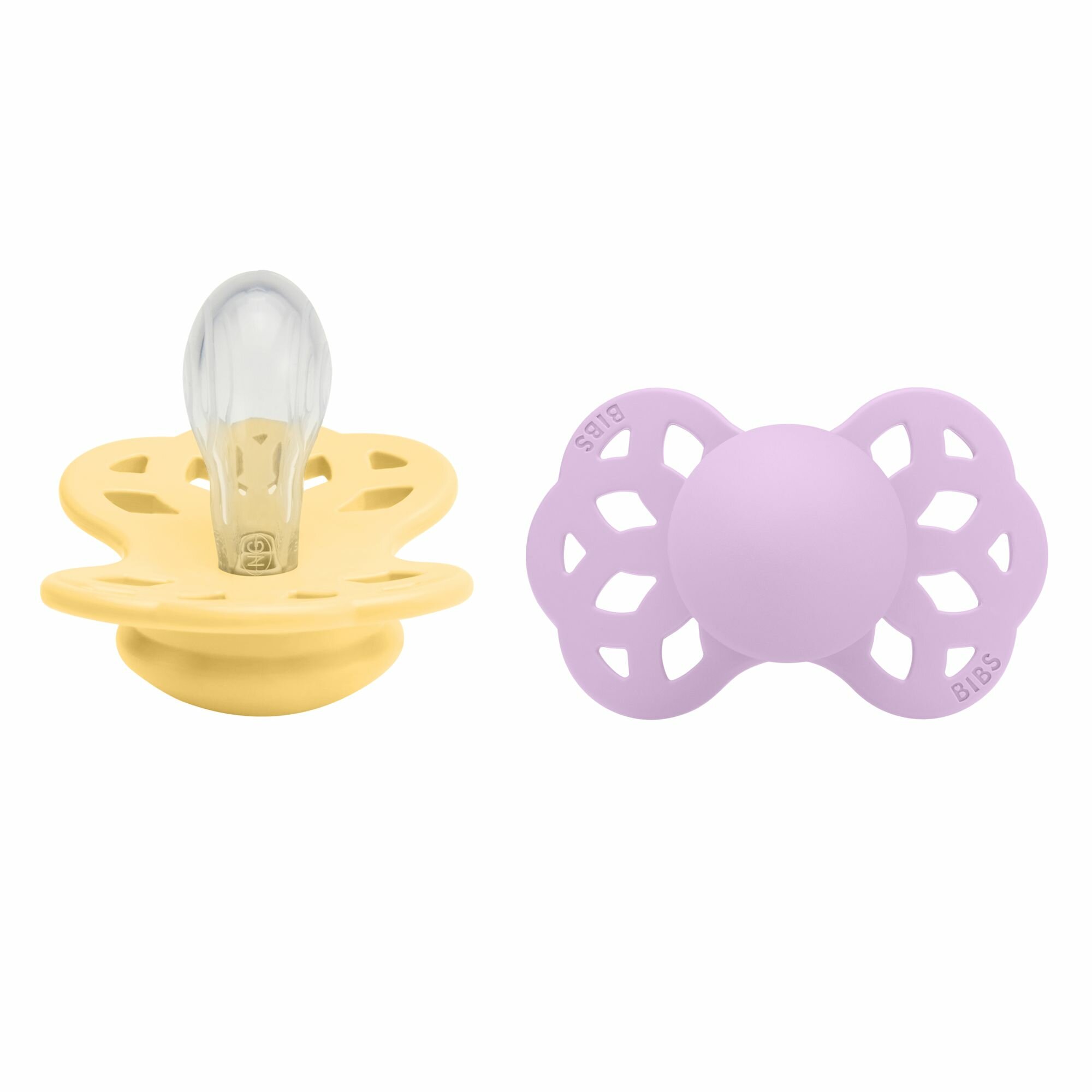 Набор 2 шт. Соска пустышка силиконовая BIBS Infinity Symmetrical Pale Butter/Violet Sky 0+ месяцев
