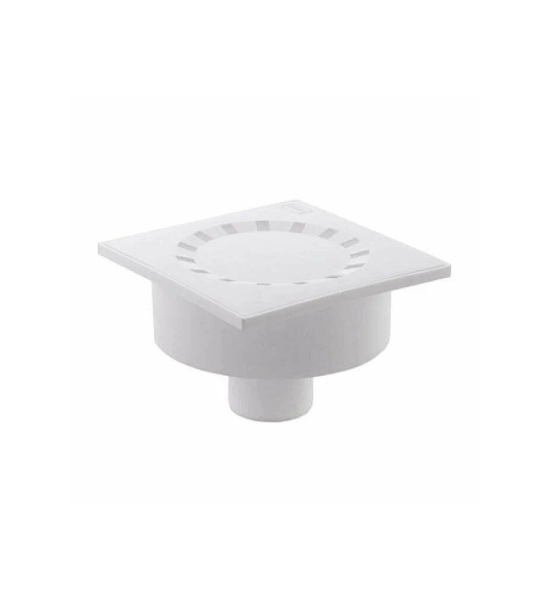 Трап RTP "Сухой" 36586, вертикальный, с регулировкой по высоте, пластик, Дн 50, 150х150мм, белый