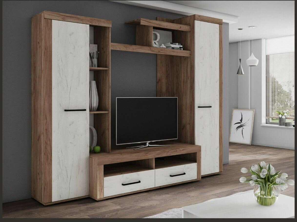 Современная Гостиная МДМ, крафт табачный/крафт белый, (ЛДСП)