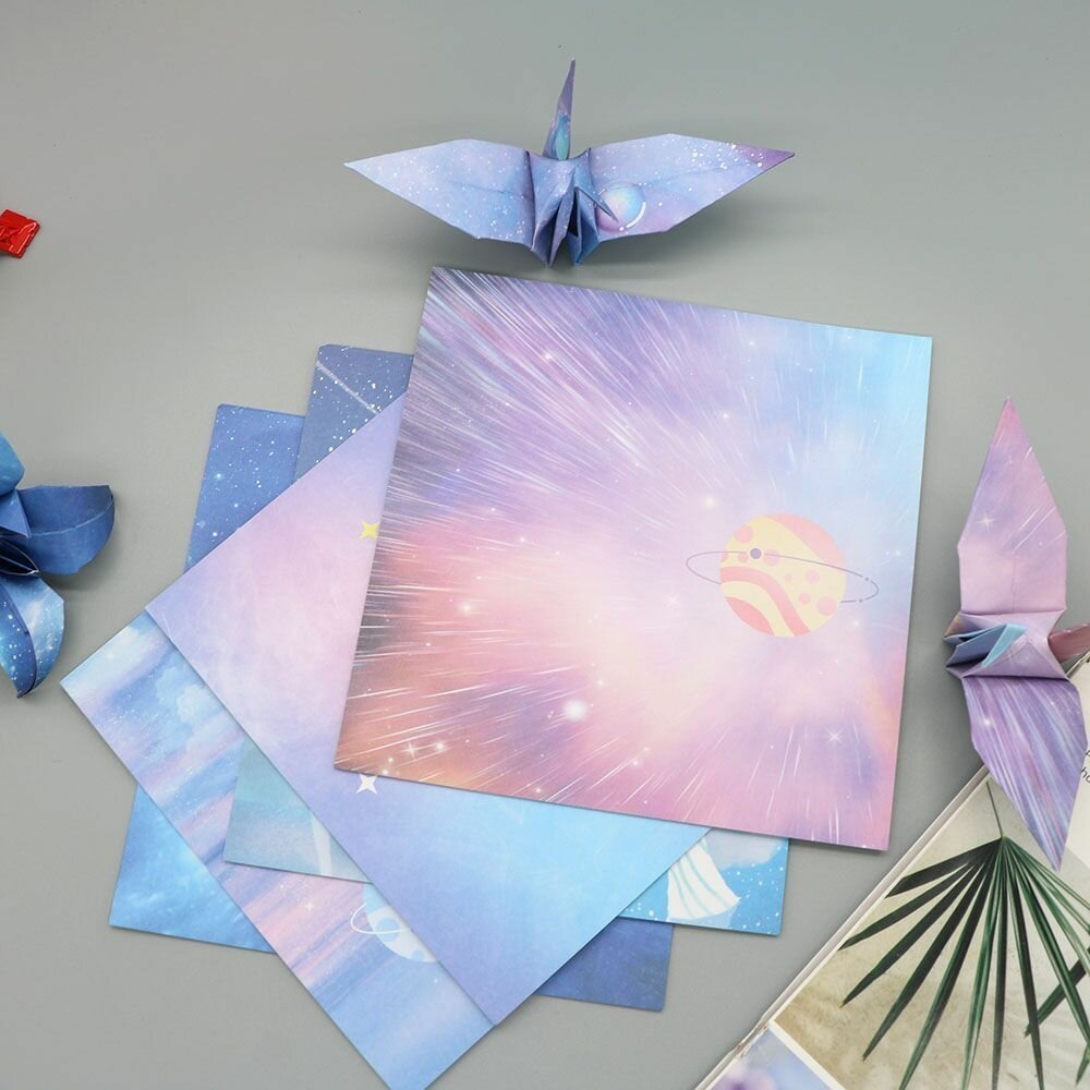 Бумага цветная для оригами 14.5x14.5см - Двусторонняя печать квадратная - 10 цветов 60 листов листов для творчества и поделок