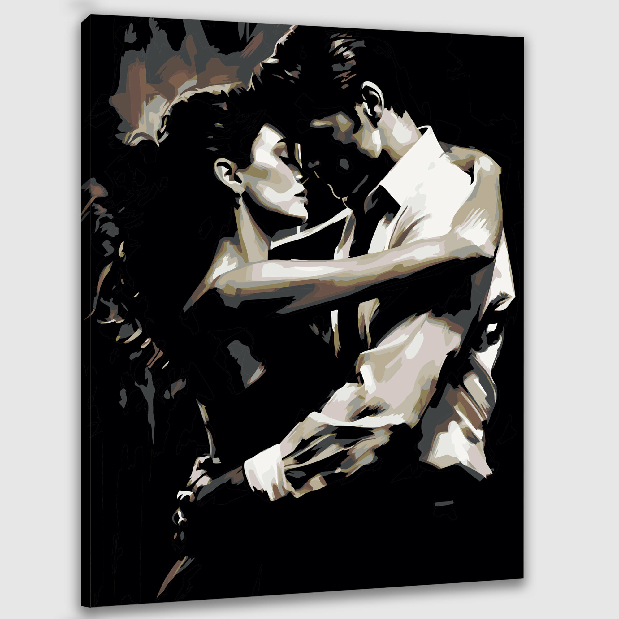 Картина по номерам 40x50 см, танго, пара, фотография, черно-белая, интимные объятия, страстный танец, связь